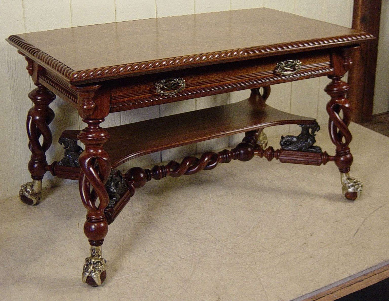 Merklen Brothers Oak Library Table - Doug Schmitt Antiques