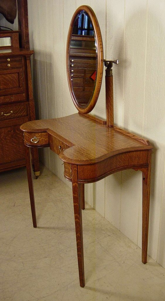 Unusual Oak Vanity w/ Swivel Mirror - Doug Schmitt Antiques