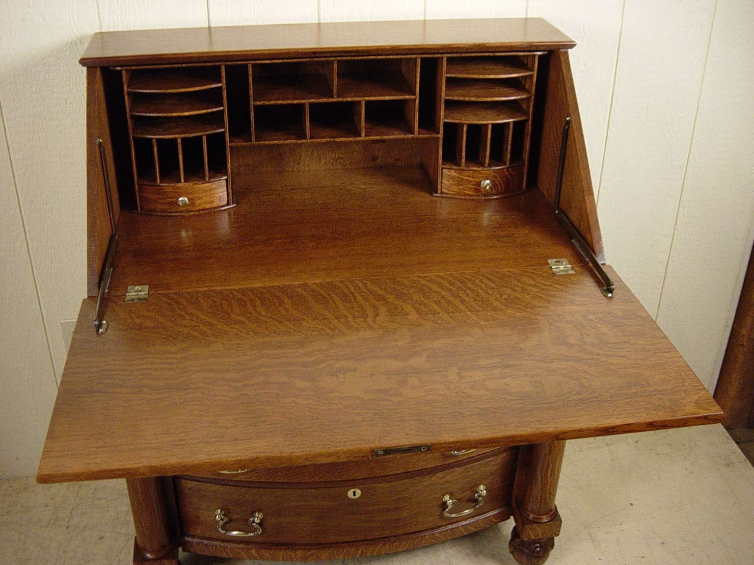 High Quality Oak Drop Front Desk - Doug Schmitt Antiques