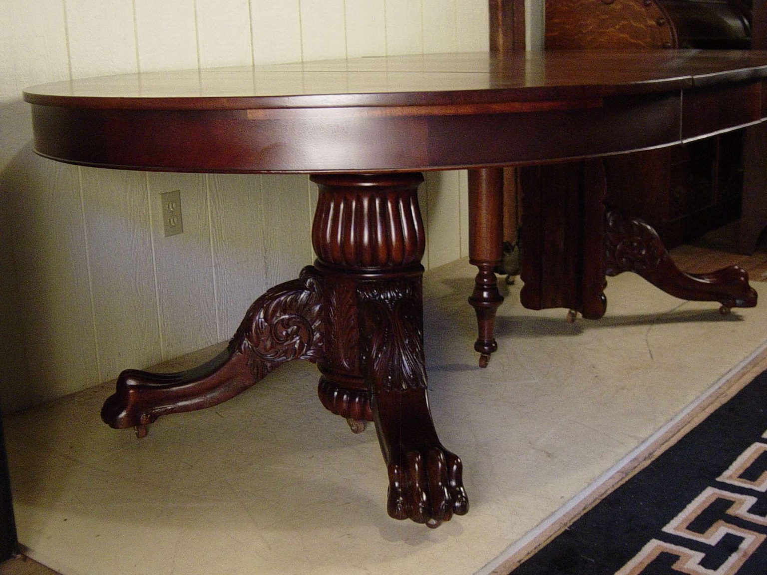 54" Round Mahogany Claw foot Table with 4 orignal 16" leaves - Doug ...