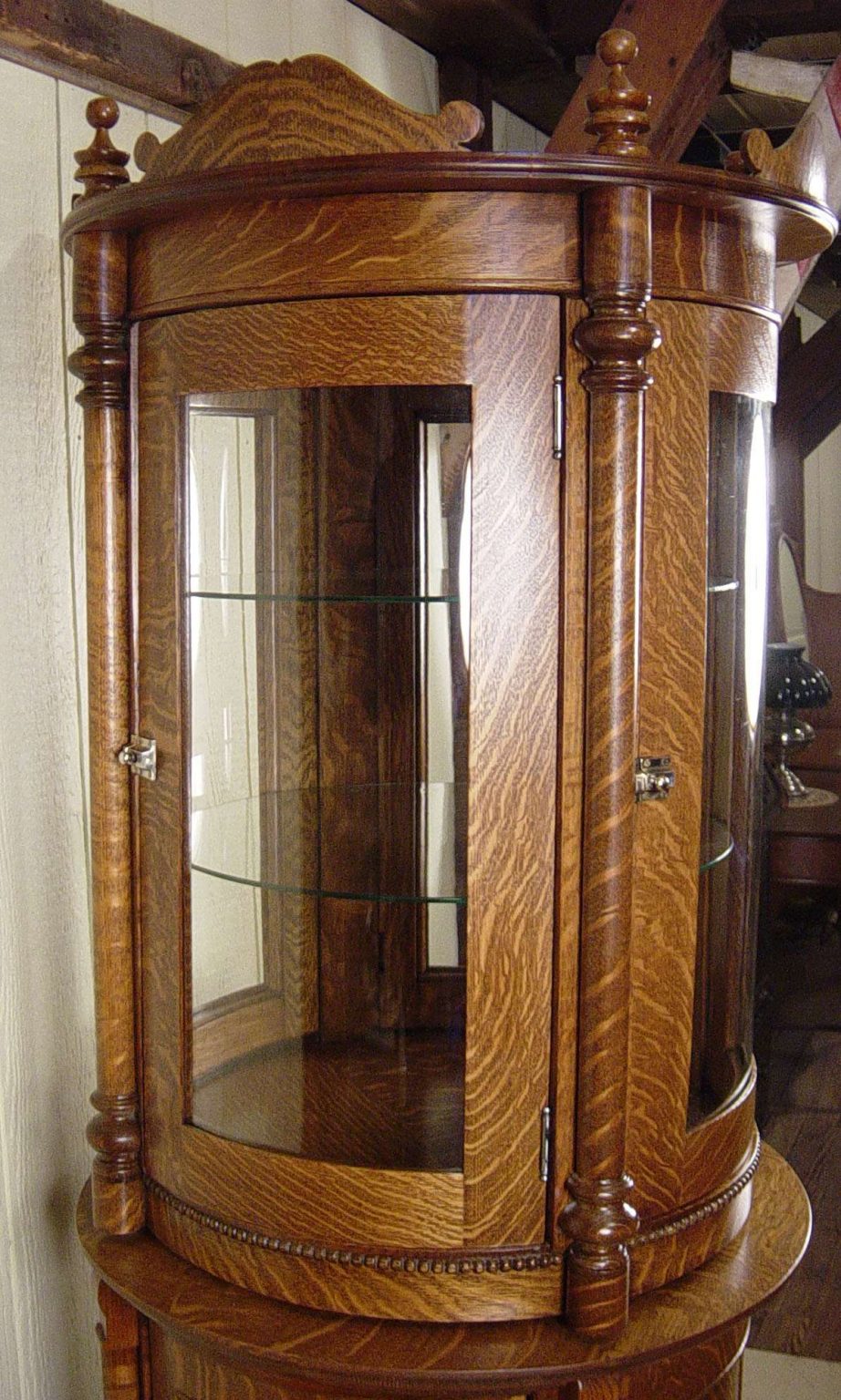 Custom Made Antique Oak Round Revolving Display Cabinet - Doug Schmitt ...