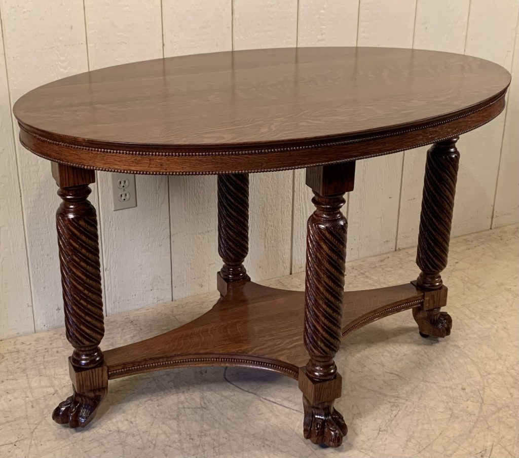Oval Oak Claw Foot Library Table - Doug Schmitt Antiques