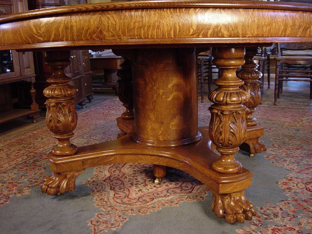 60" Round Oak Claw Foot Dining Table with 6 original leaves - Doug ...