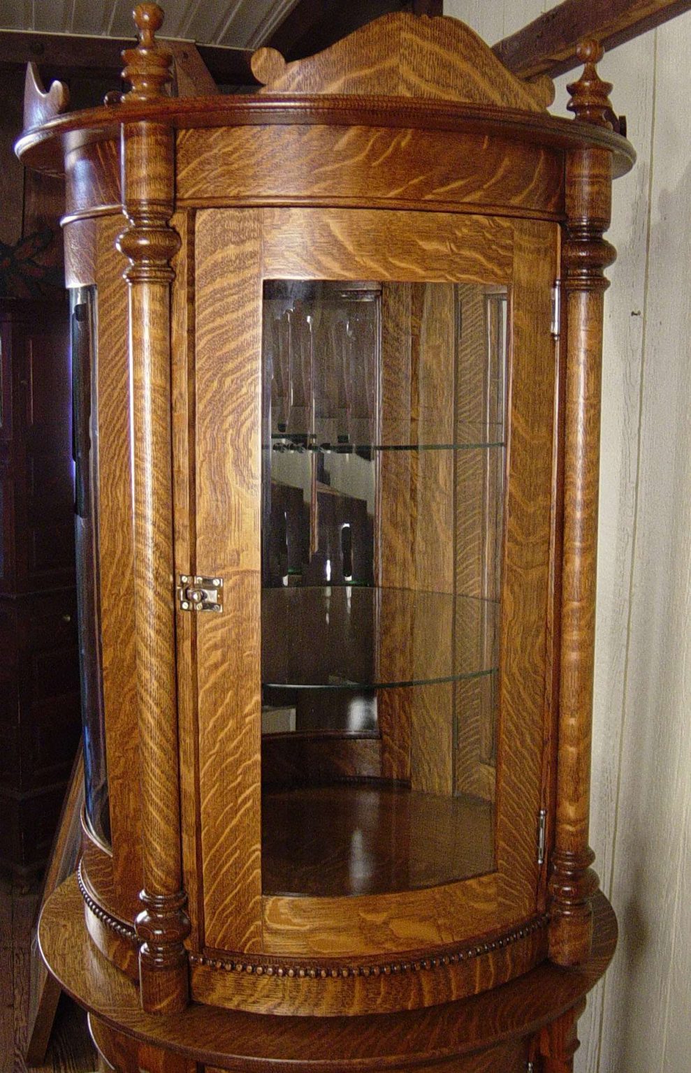 Custom Made Antique Oak Round Revolving Display Cabinet Doug Schmitt