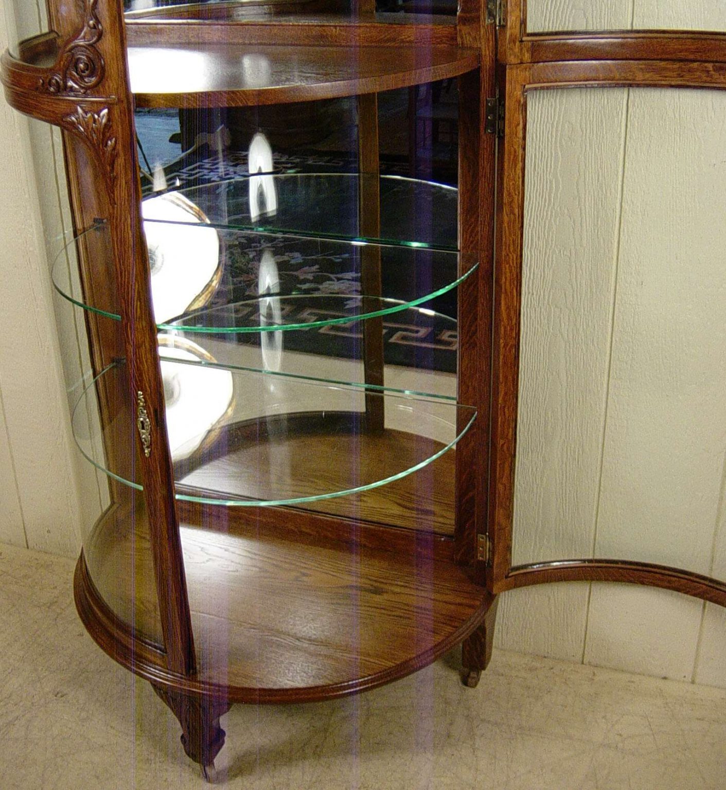 2-Door 1/2 Round Oak Curio Cabinet - Doug Schmitt Antiques