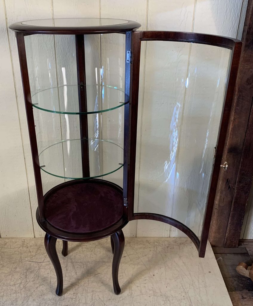 Mahogany Curved Glass Round Display Cabinet - Doug Schmitt Antiques