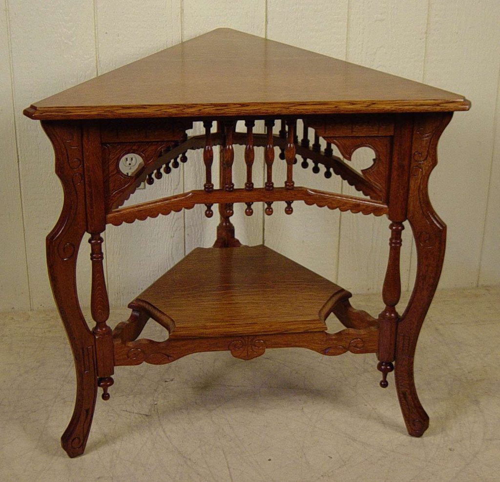 Rare Stick & Ball Oak Corner Table - Doug Schmitt Antiques
