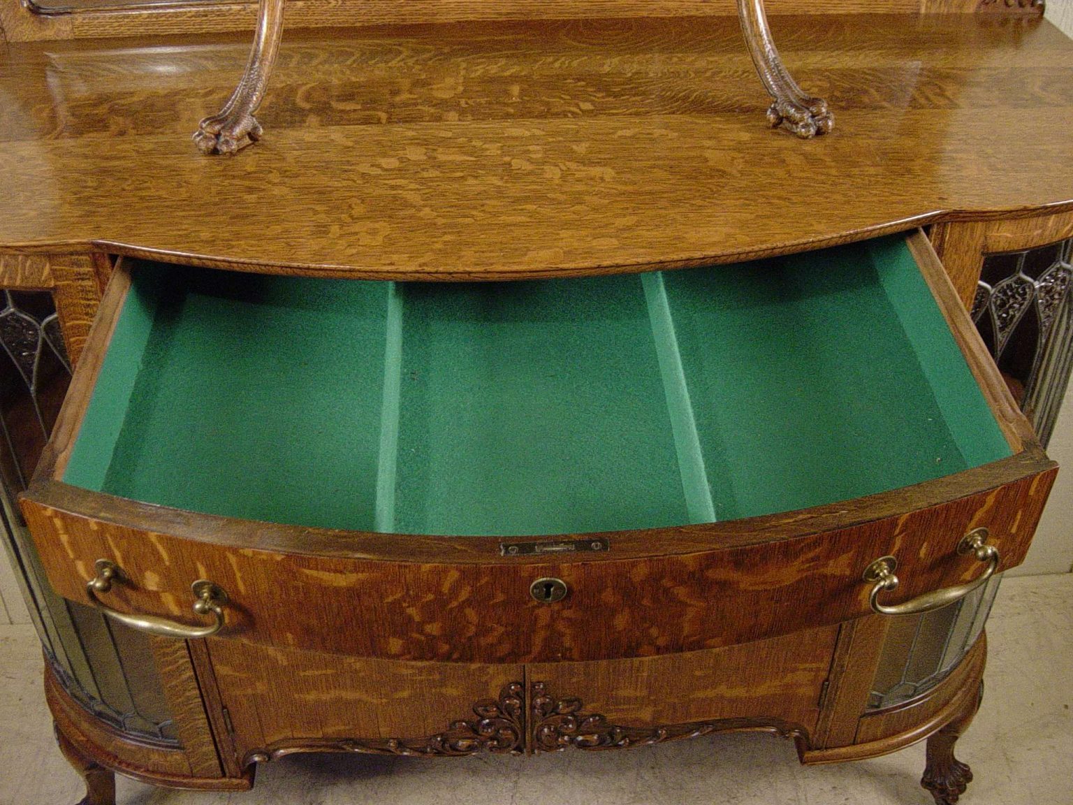 Exceptional Oak Curio Buffet with Curved Leaded Glass - Doug Schmitt ...