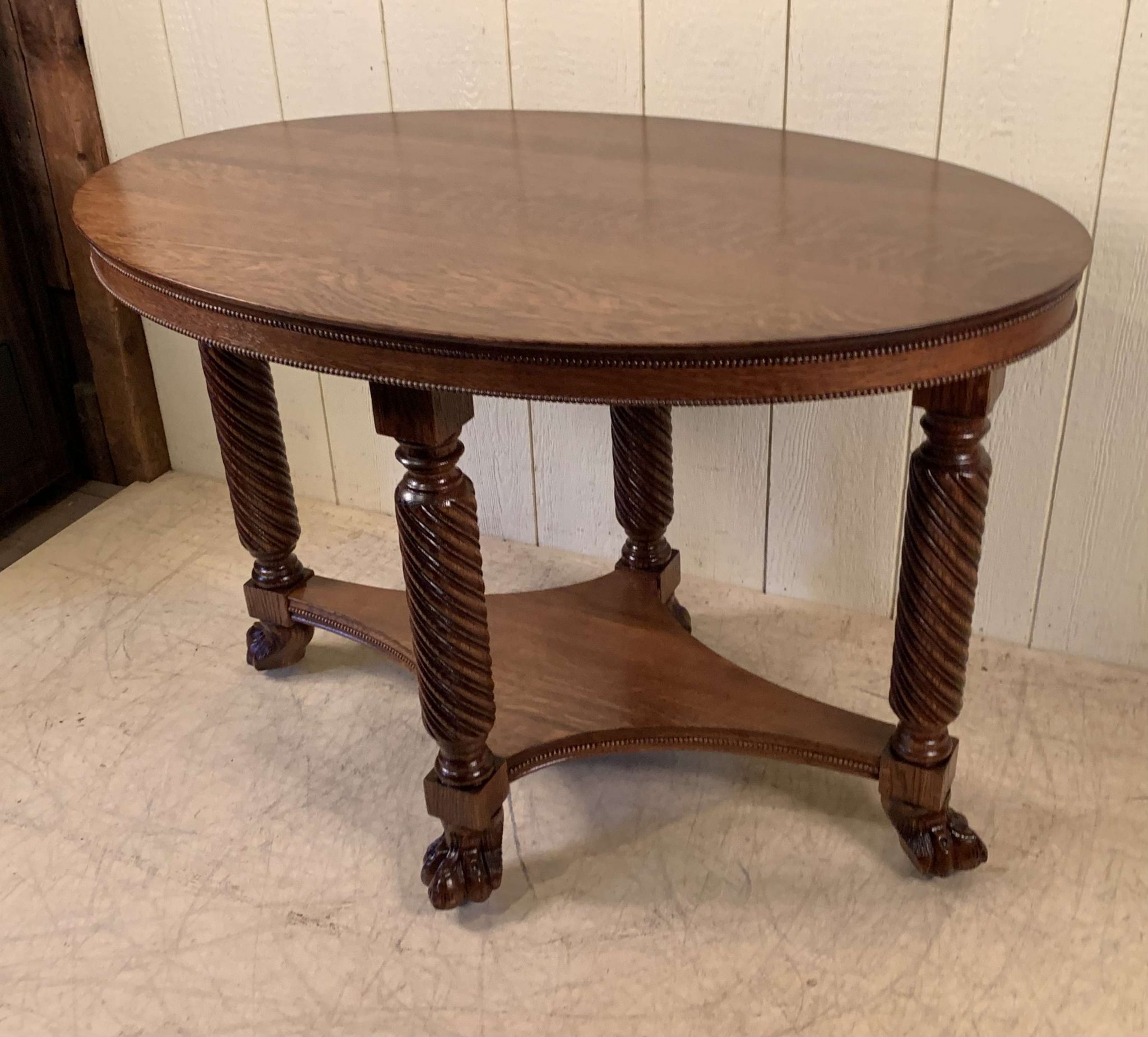 Oval Oak Claw Foot Library Table - Doug Schmitt Antiques