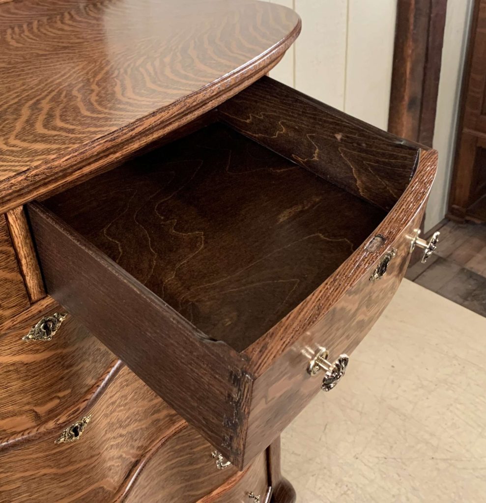 Oak Serpentine Chest with mirror - Doug Schmitt Antiques