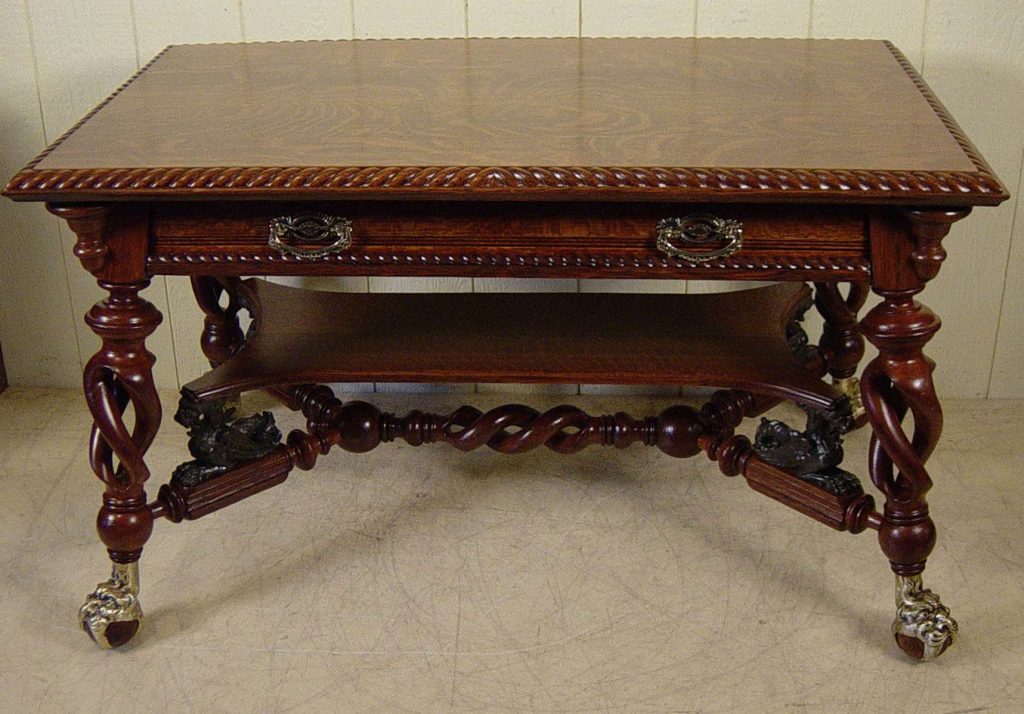 Merklen Brothers Oak Library Table - Doug Schmitt Antiques