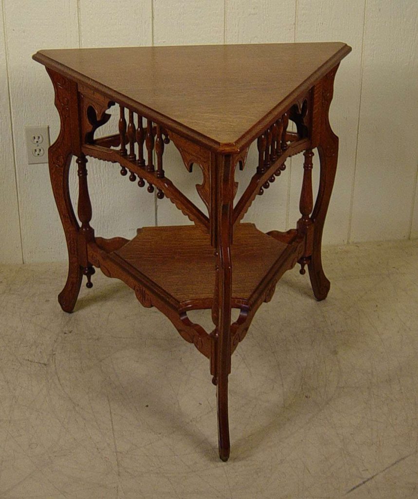 Rare Stick & Ball Oak Corner Table - Doug Schmitt Antiques