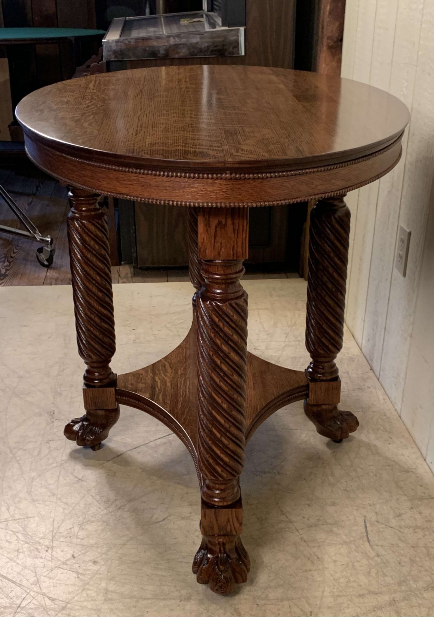 Oval Oak Claw Foot Library Table - Doug Schmitt Antiques