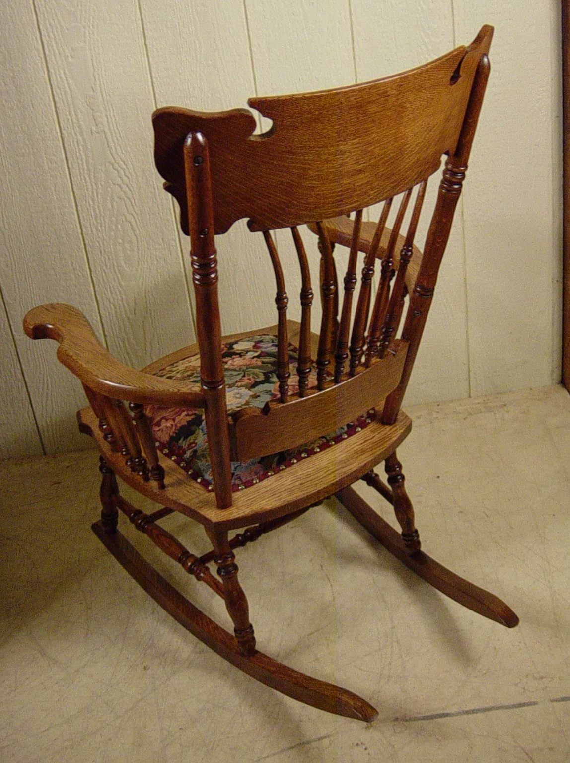 Oak Spindle Back/Pressed Back Rocker - Doug Schmitt Antiques