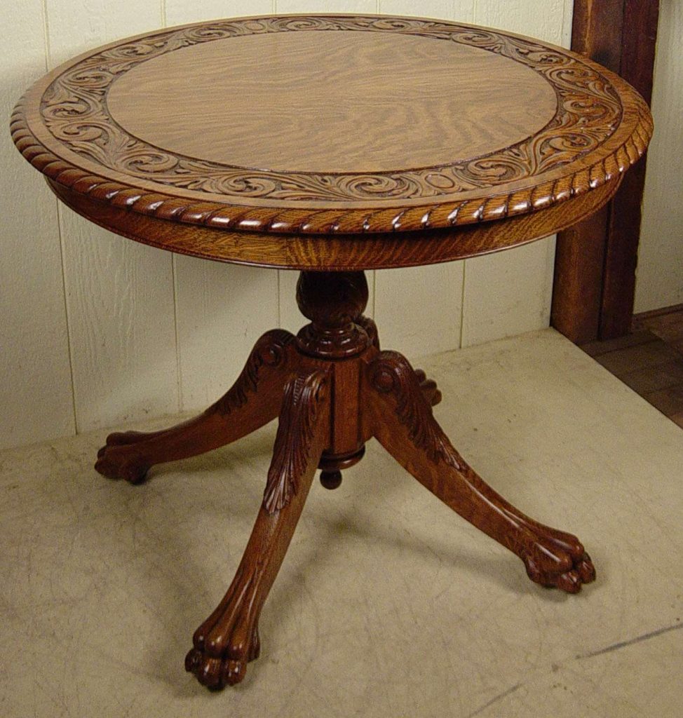 High Quality Oak Tilt Top Table with Claw Foot Base - Doug Schmitt Antiques