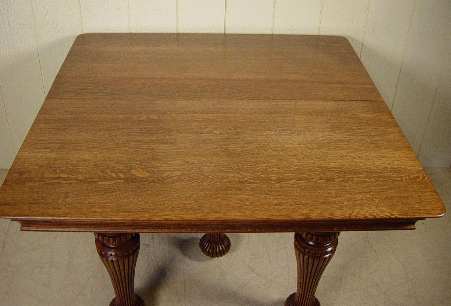 45" Square Oak Table w/ 4 original leaves - Doug Schmitt Antiques