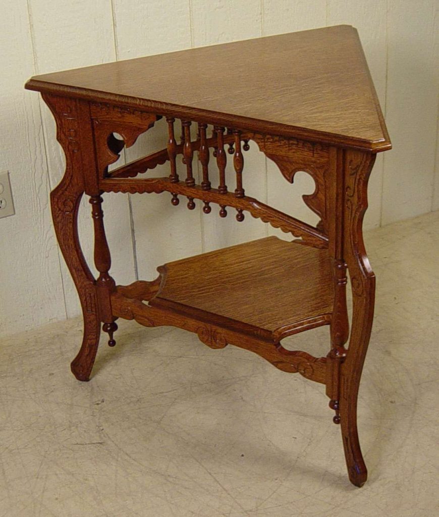 Rare Stick & Ball Oak Corner Table - Doug Schmitt Antiques