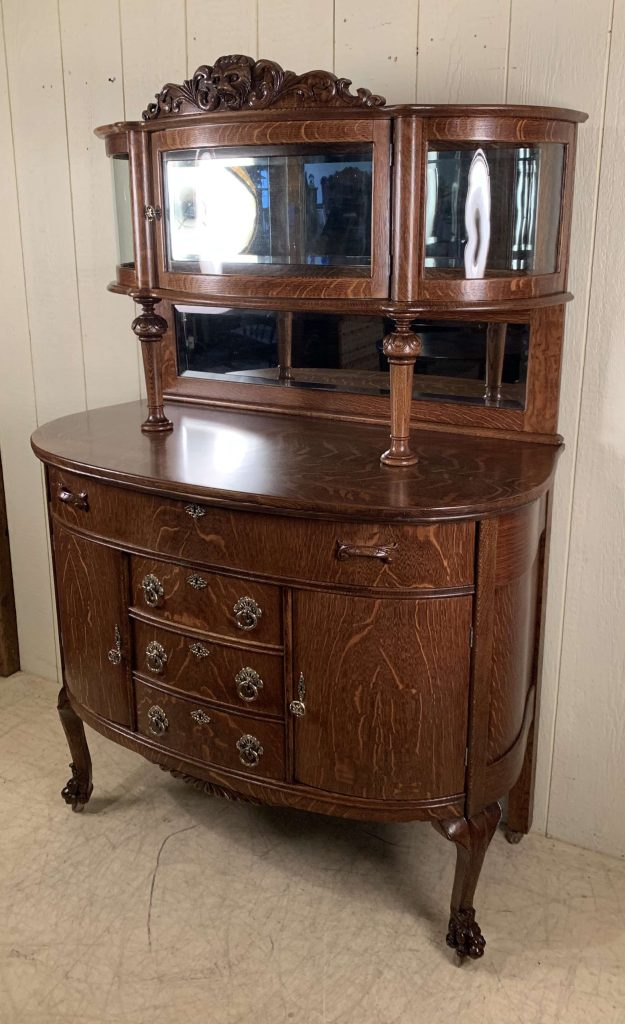 Oak Curved Glass Curio Buffet - Doug Schmitt Antiques