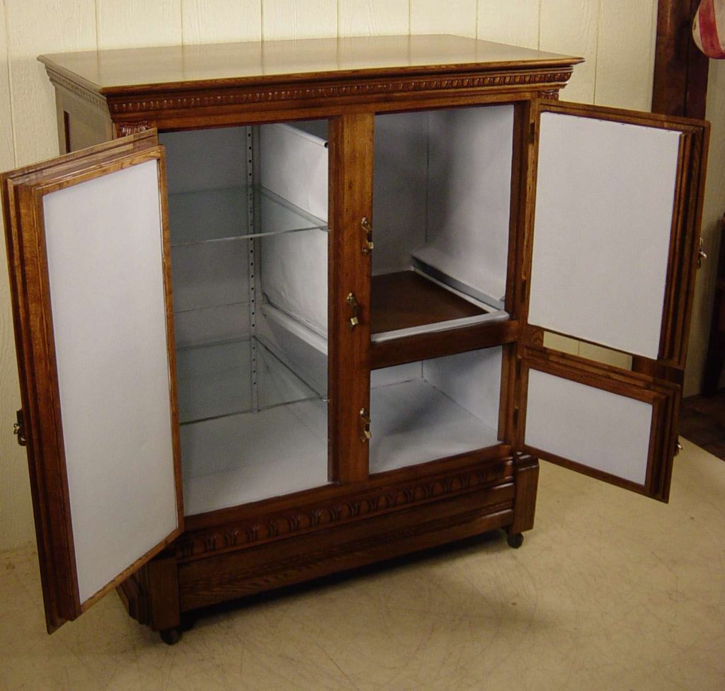 3 Door Oak Ice Box - Doug Schmitt Antiques