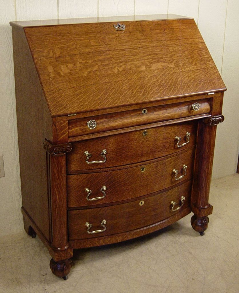 High Quality Oak Drop Front Desk - Doug Schmitt Antiques