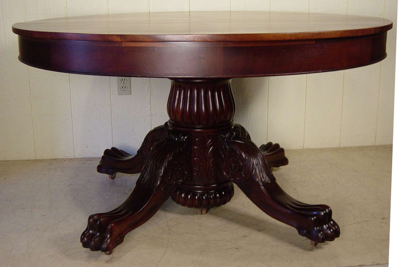 54" Round Mahogany Claw foot Table with 4 orignal 16" leaves - Doug ...