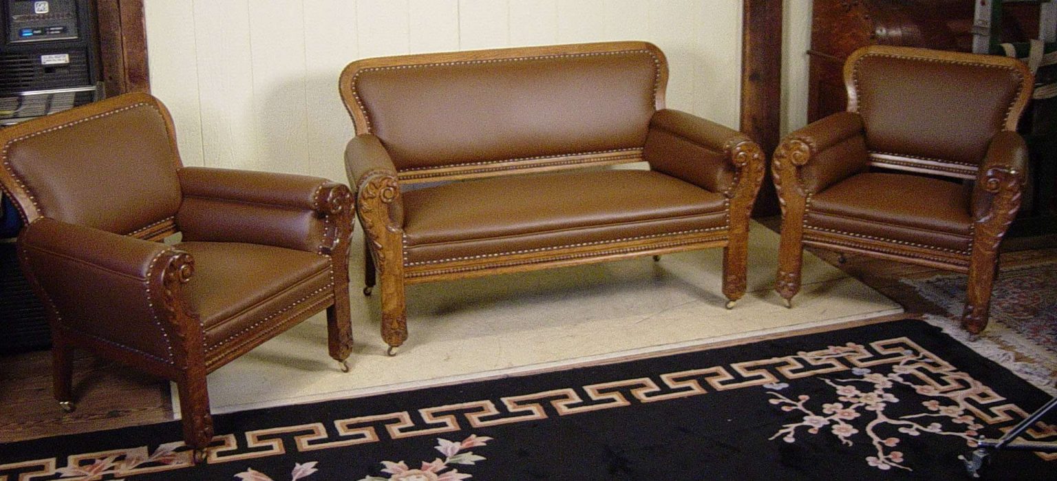 Very Rare 3 Piece Oak Parlor Set - Doug Schmitt Antiques