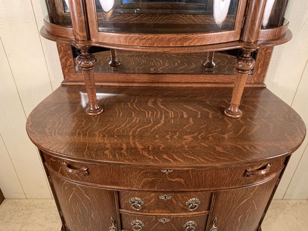 Oak Curved Glass Curio Buffet - Doug Schmitt Antiques