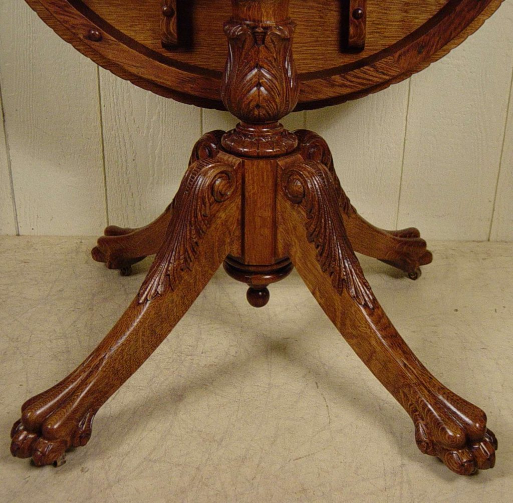 High Quality Oak Tilt Top Table with Claw Foot Base - Doug Schmitt Antiques