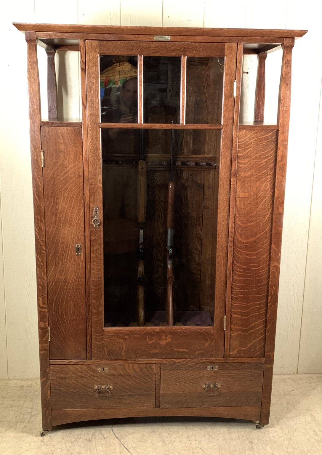 Oak Yeager Gun Cabinet - Doug Schmitt Antiques