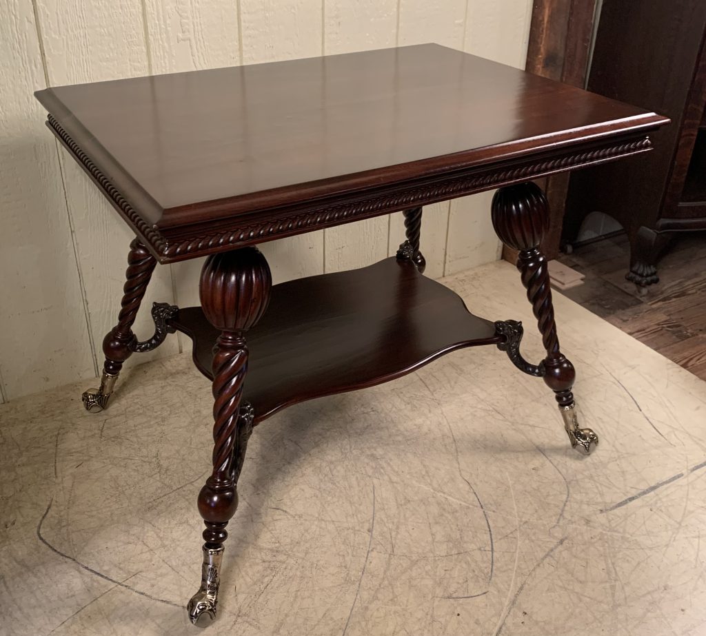 Mahogany Rectangular Lamp Table with tapered twist legs - Doug Schmitt ...