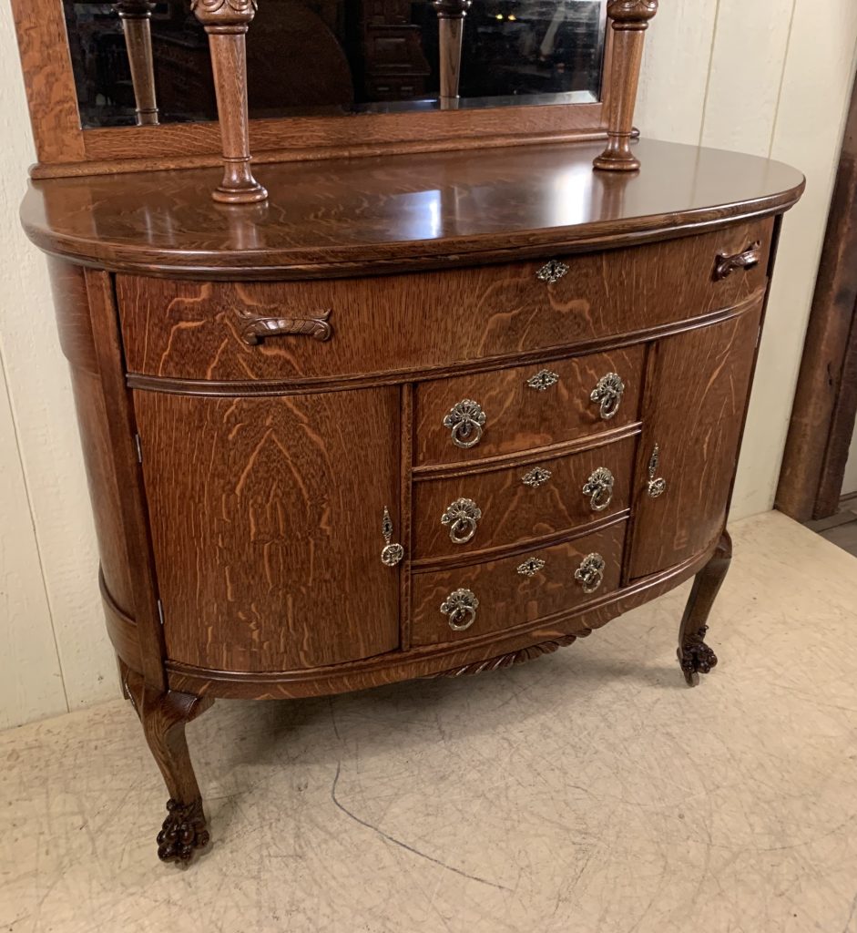 Oak Curved Glass Curio Buffet - Doug Schmitt Antiques