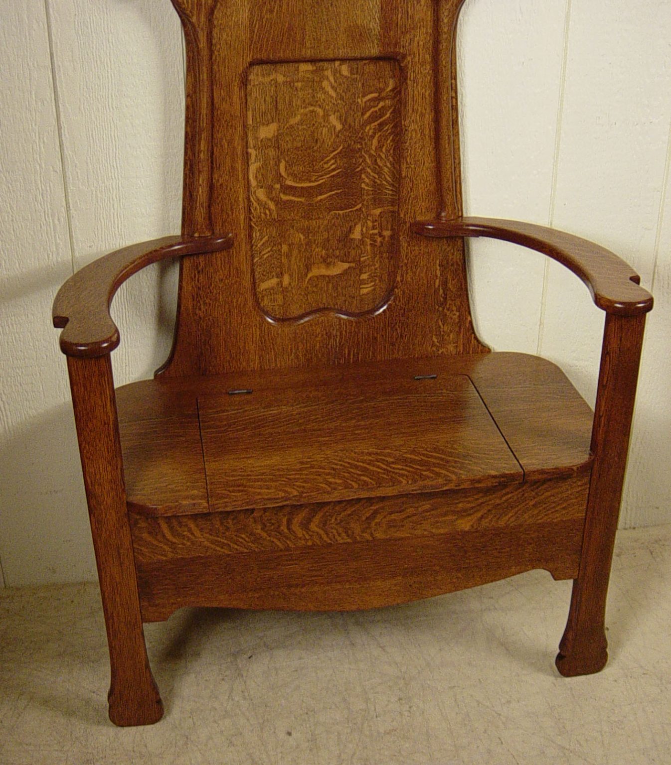 Oak Hall Stand with Carved Mirror - Stock #500 - Doug Schmitt Antiques