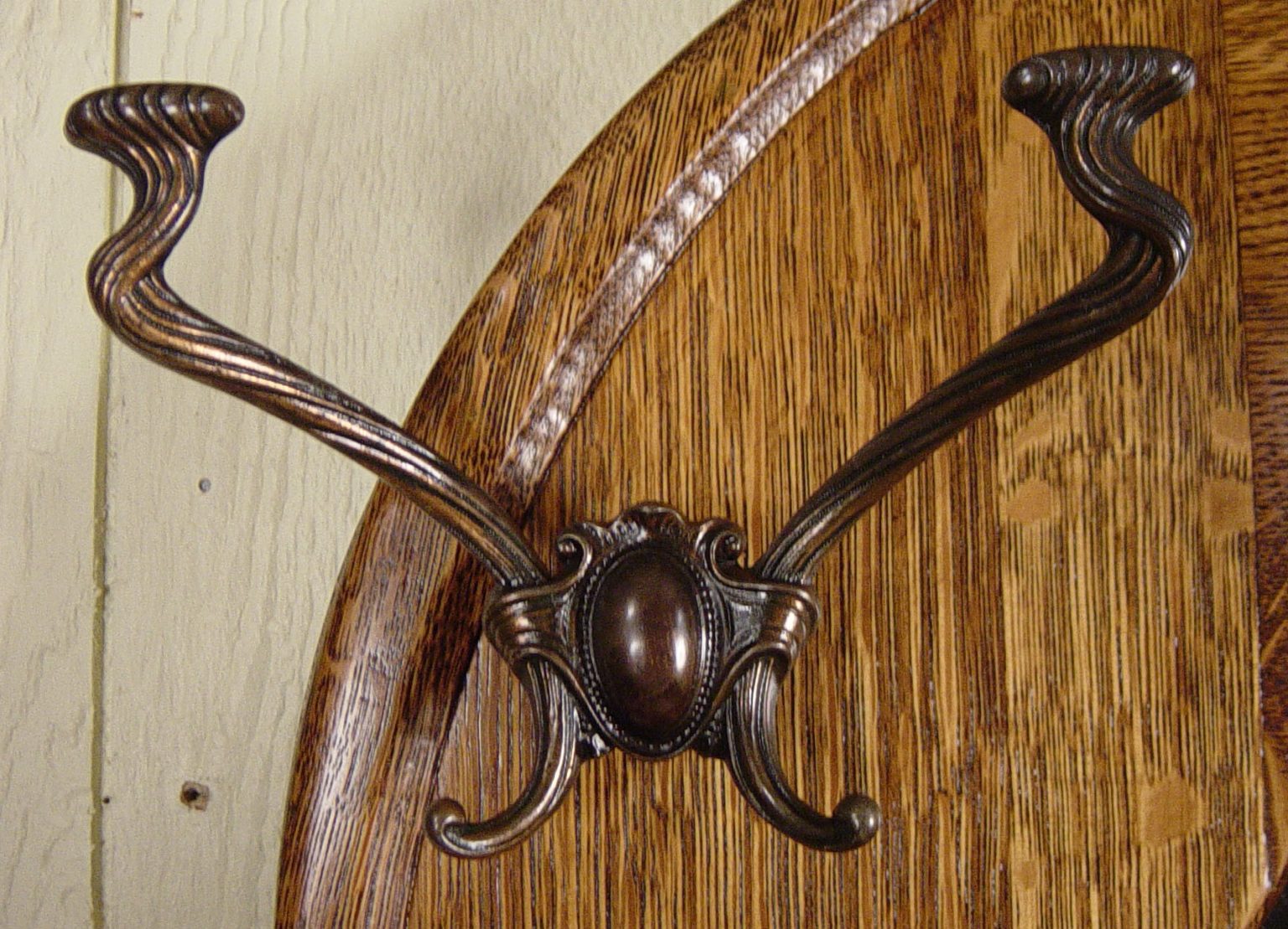 Oak Hall Stand with Carved Mirror - Stock #500 - Doug Schmitt Antiques