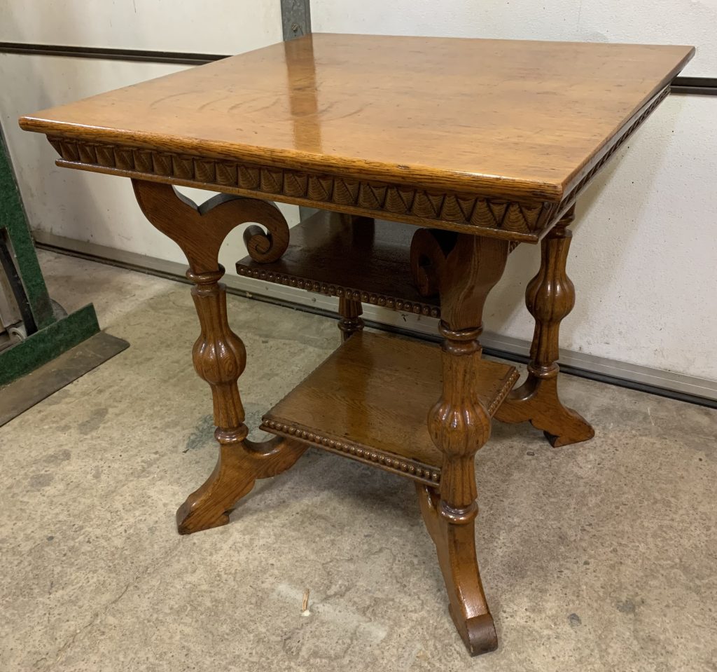 Square Three-Tier Oak Lamp Table - Doug Schmitt Antiques