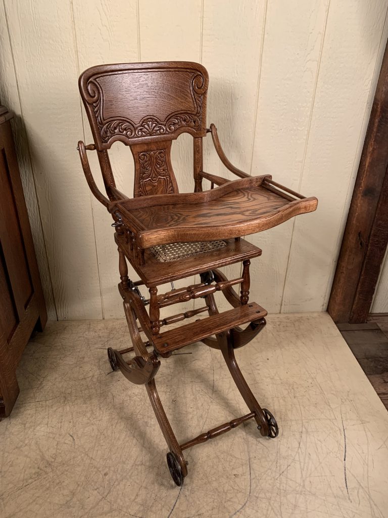 Oak High Chair/Stroller/Rocker - Doug Schmitt Antiques