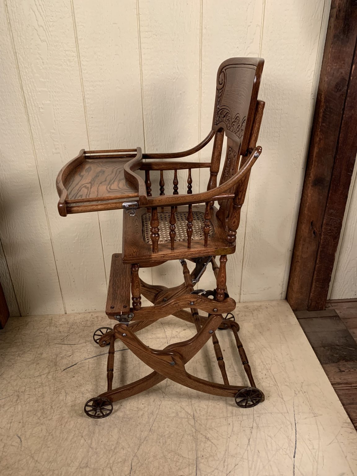 Oak High Chair/Stroller/Rocker - Doug Schmitt Antiques