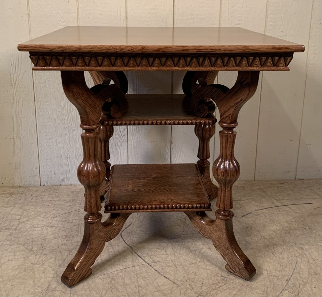 Large Square Three-Tier Oak Lamp Table - Doug Schmitt Antiques
