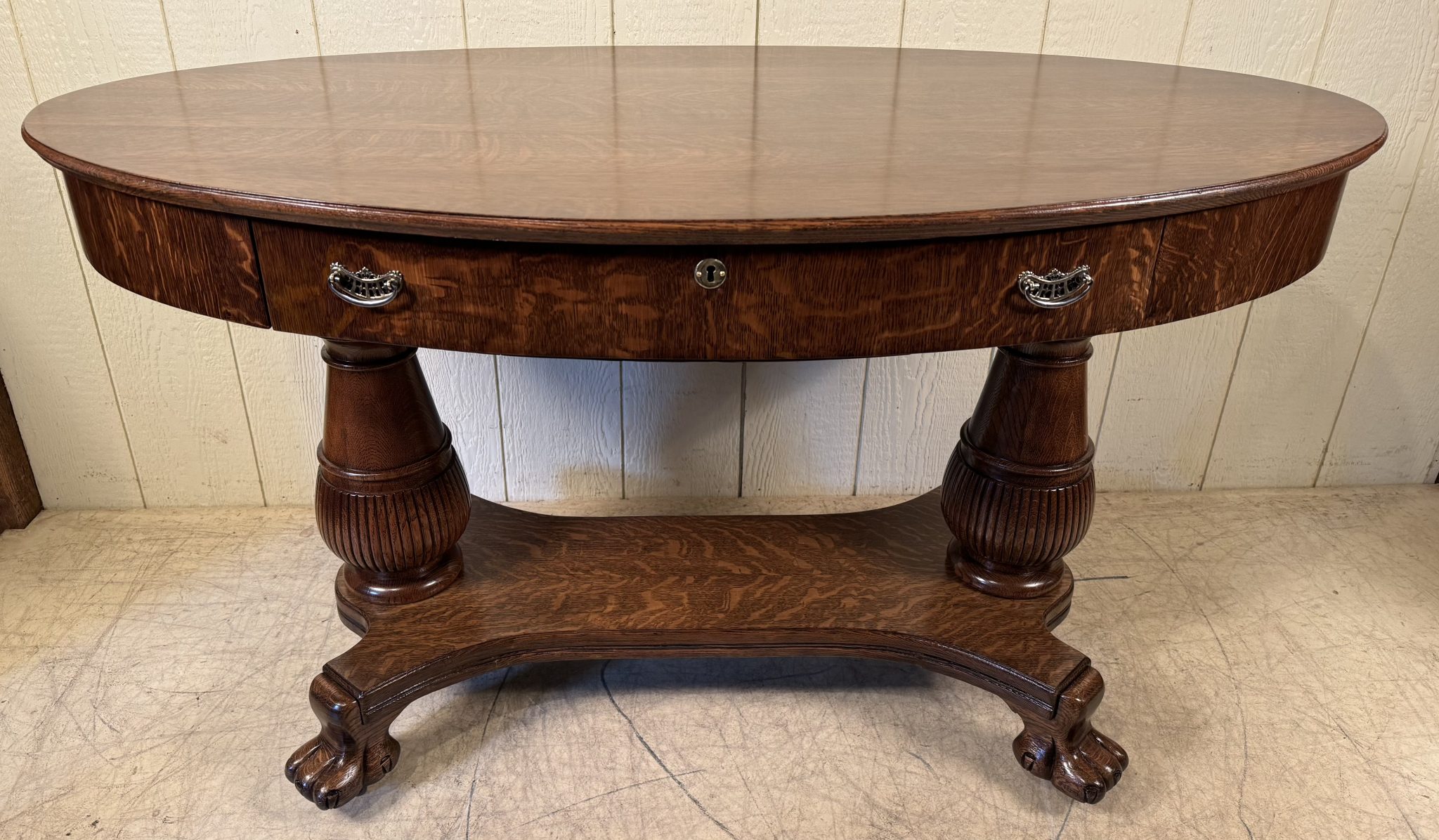 Oval Oak Library Table - Doug Schmitt Antiques