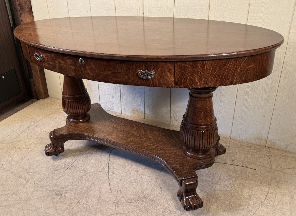 Oval Oak Library Table - Doug Schmitt Antiques