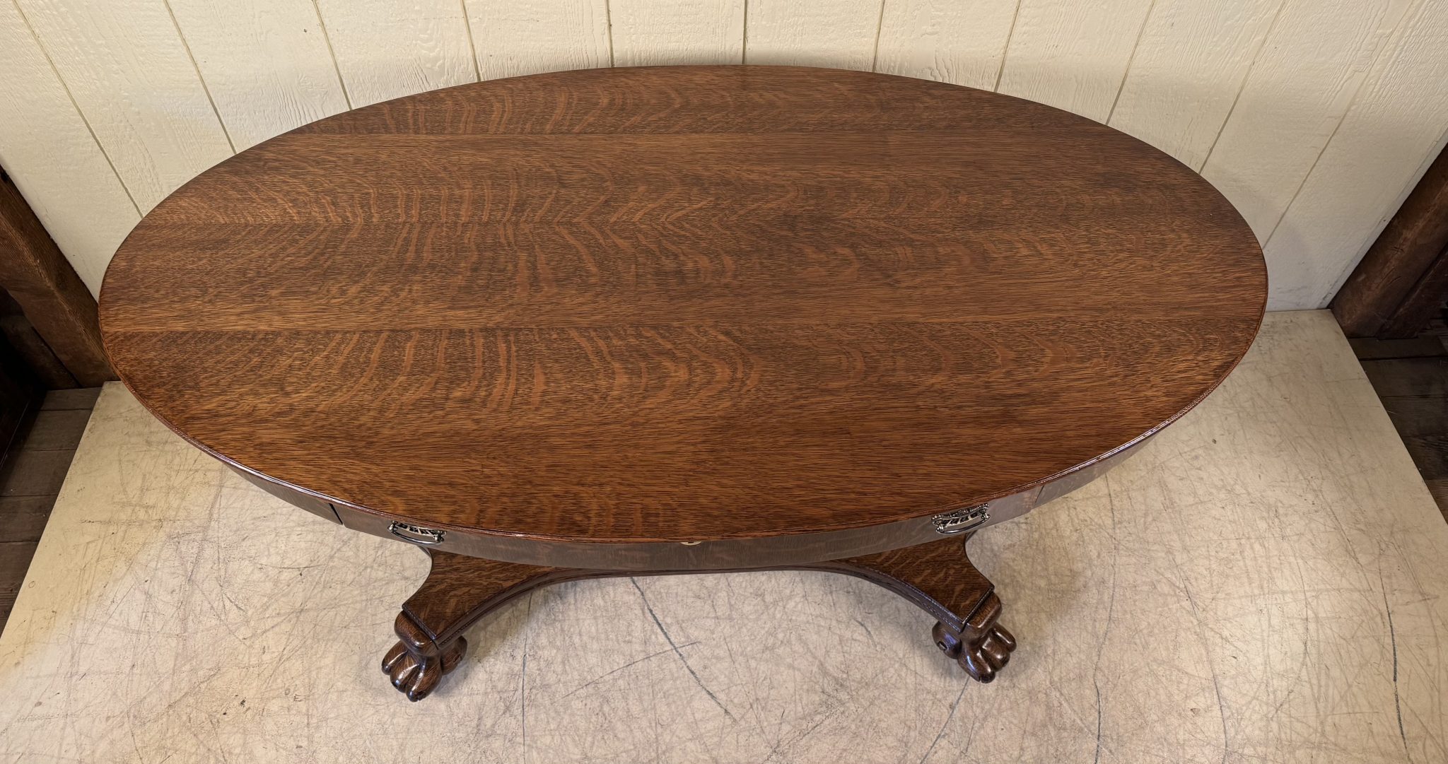 Oval Oak Library Table - Doug Schmitt Antiques