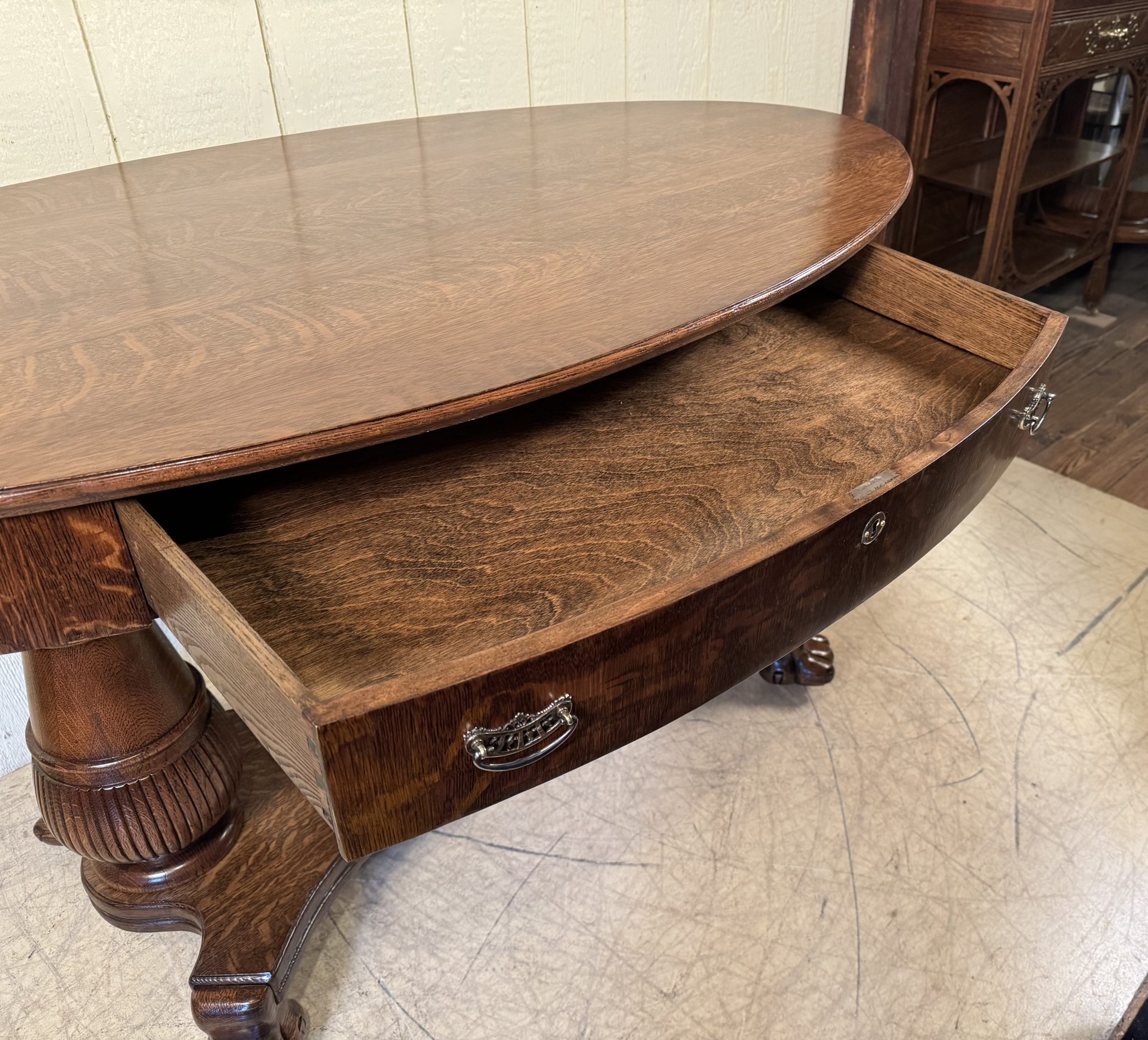 Oval Oak Library Table - Doug Schmitt Antiques