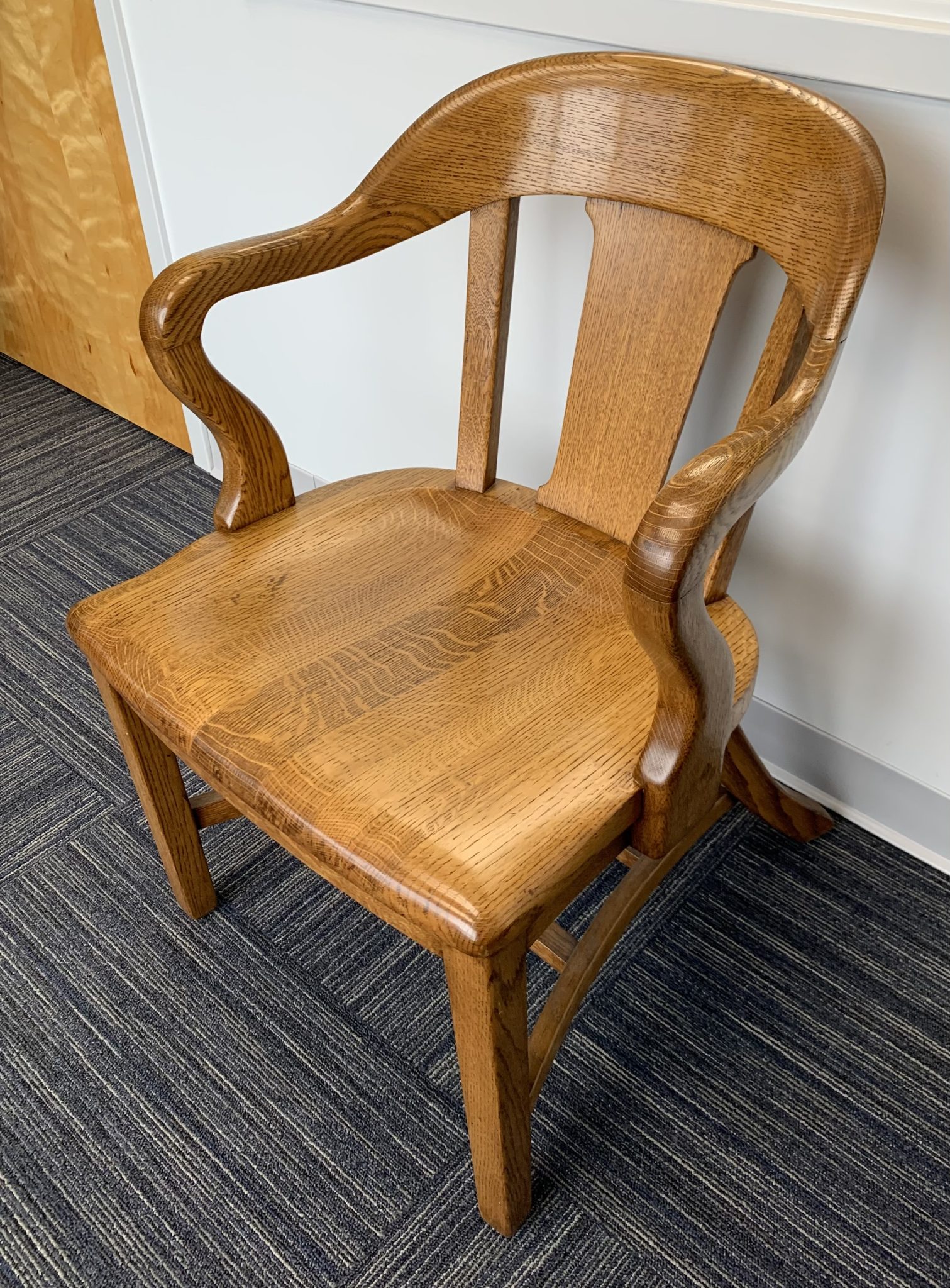 Set of 3 Solid Quarter-Sawn Oak Office Chairs - Doug Schmitt Antiques