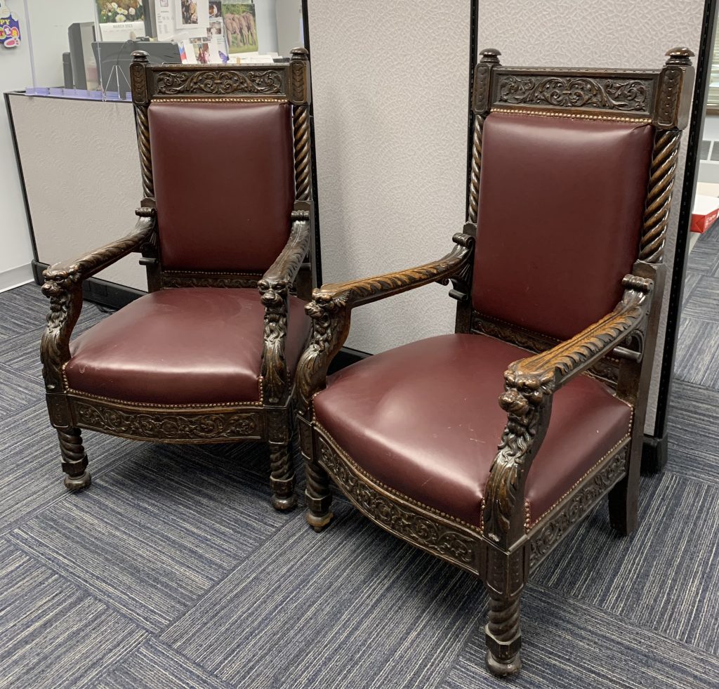 Matched Pair of Exceptional Lion Head Arm Chairs - Doug Schmitt Antiques