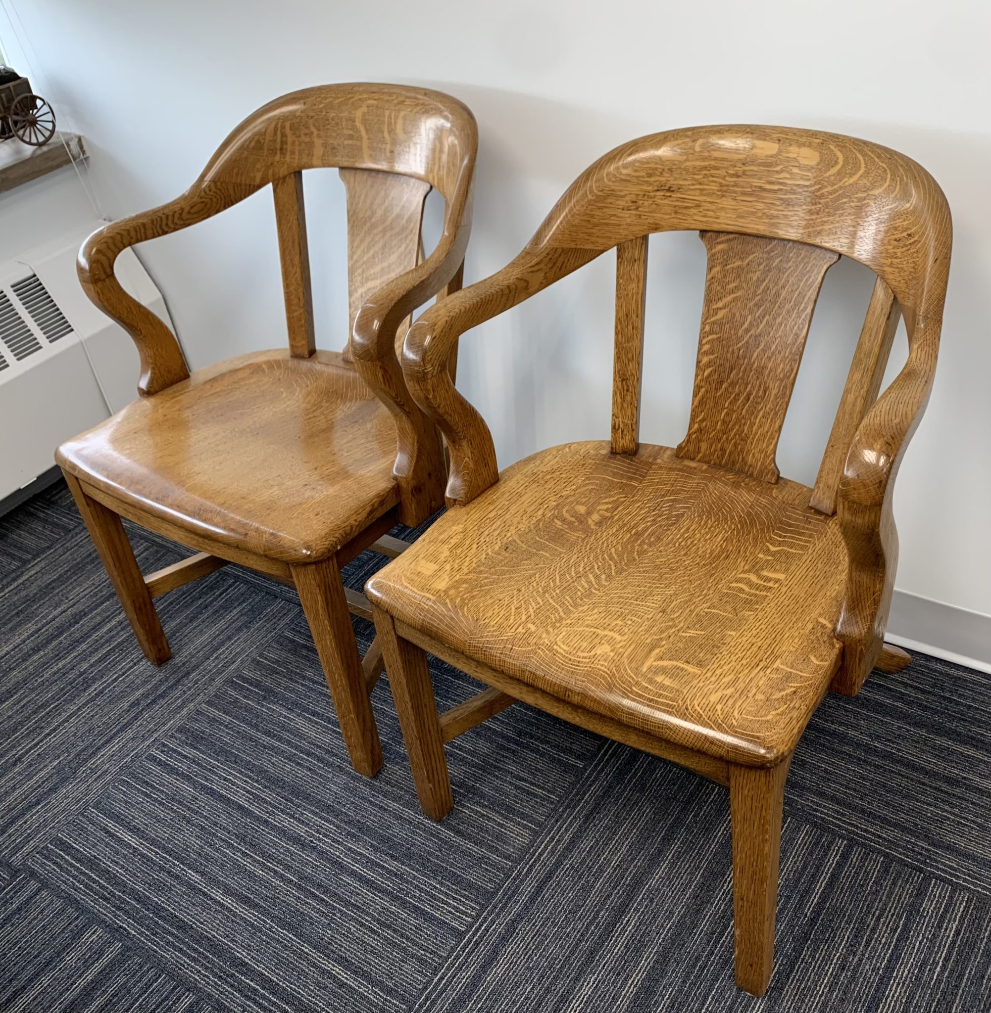 Set of 3 Solid Quarter-Sawn Oak Office Chairs - Doug Schmitt Antiques