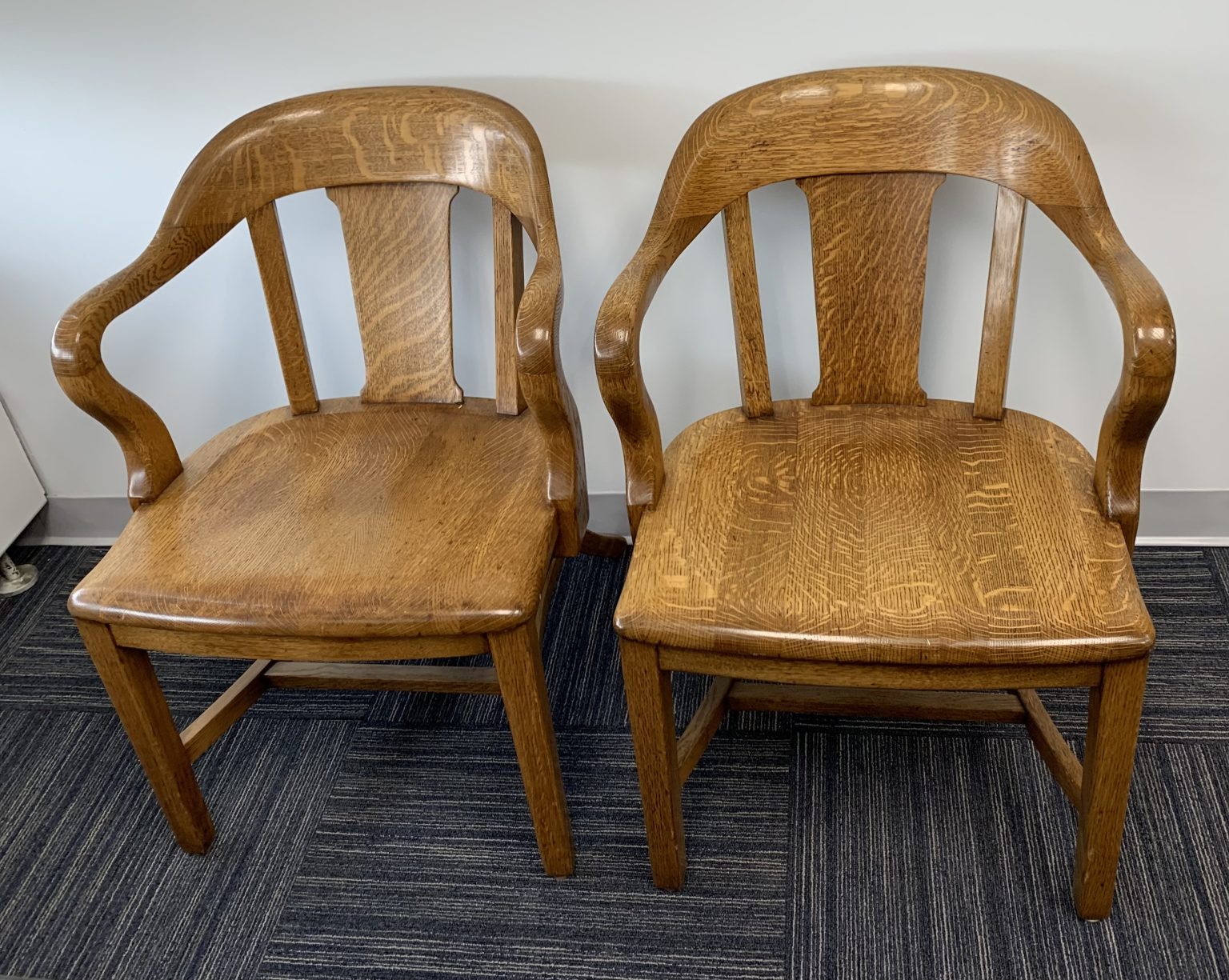 Set of 3 Solid Quarter-Sawn Oak Office Chairs - Doug Schmitt Antiques