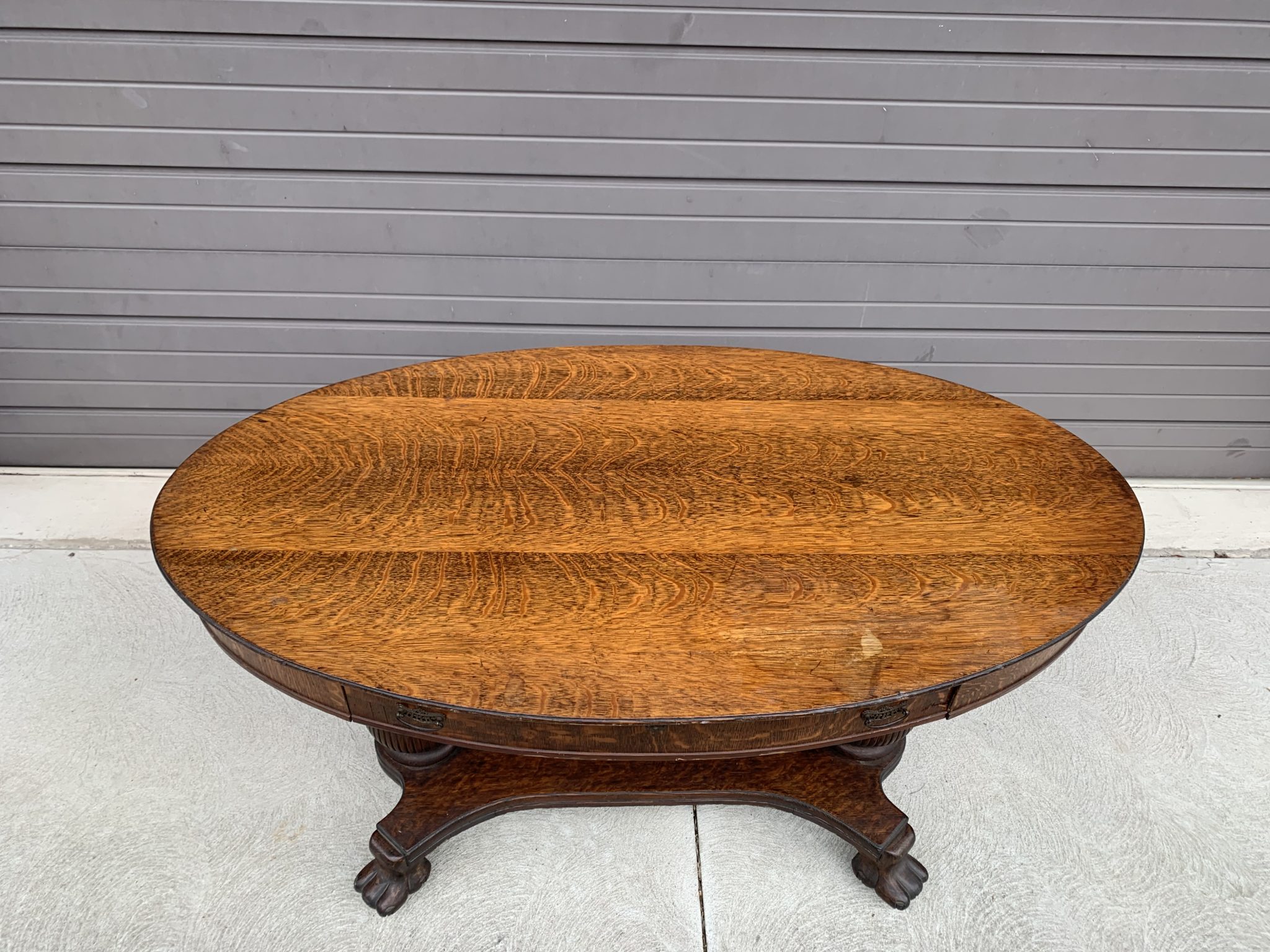 Oval Oak Library Table - Doug Schmitt Antiques