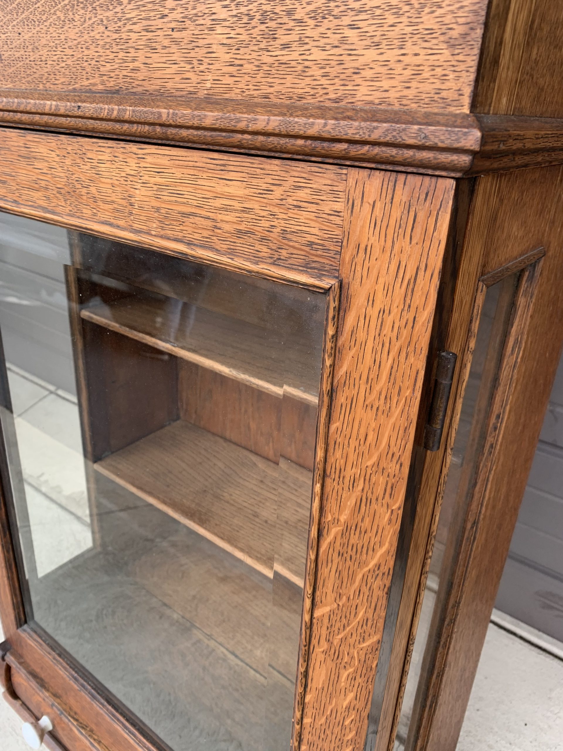 Rare Hanging Oak Barbershop Cabinet - Doug Schmitt Antiques