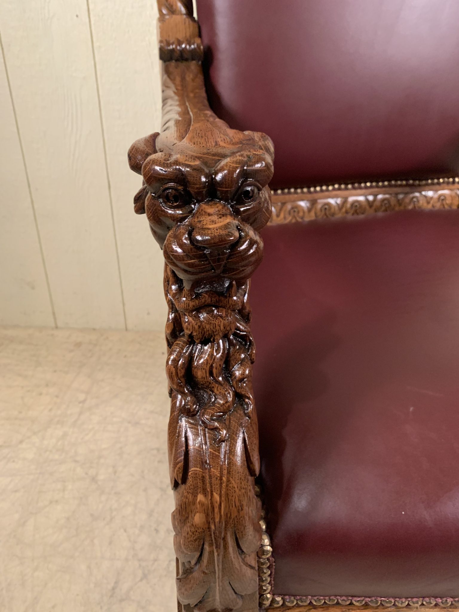 Matched Pair of Exceptional Lion Head Arm Chairs - Doug Schmitt Antiques