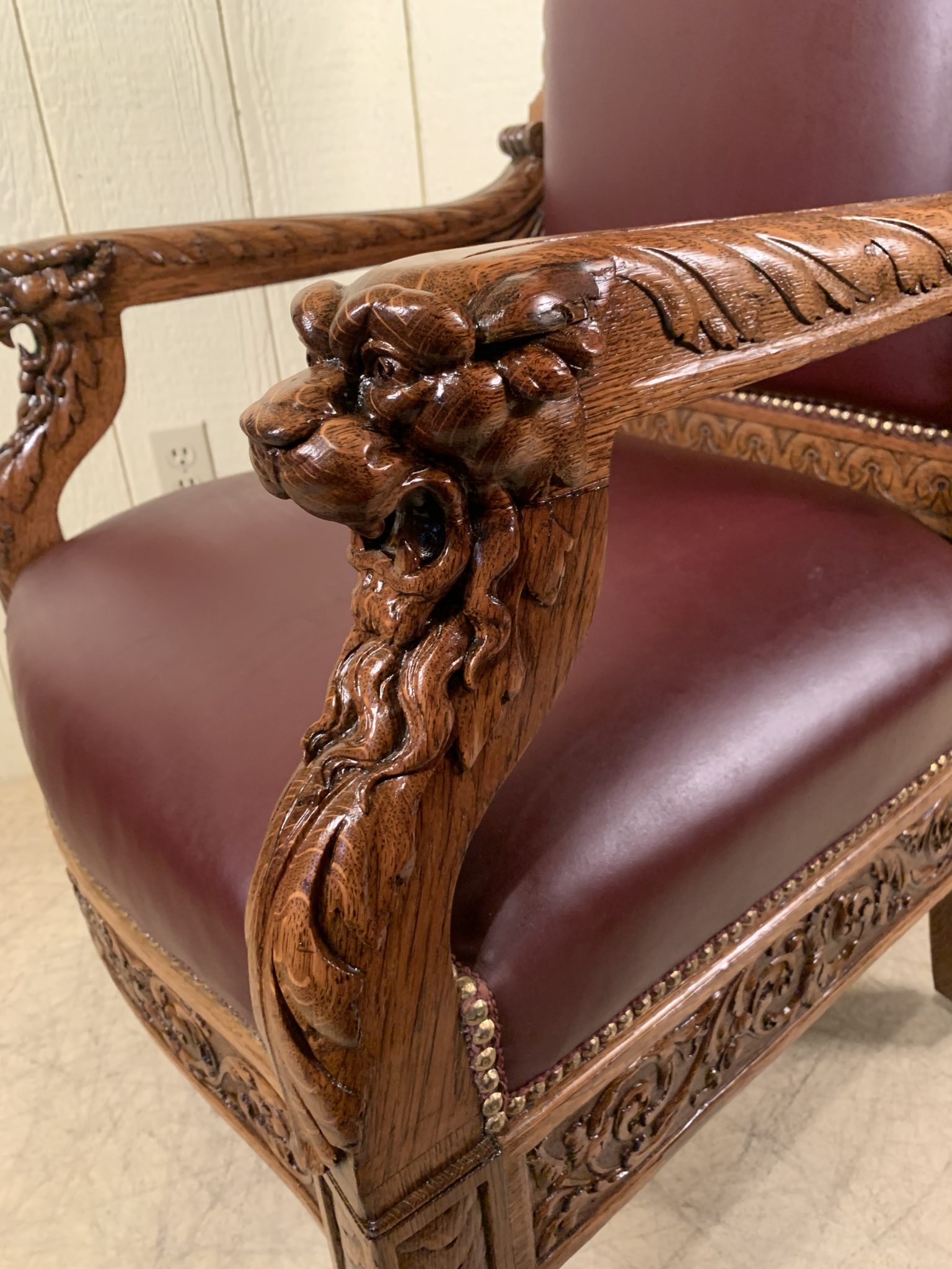 Matched Pair of Exceptional Lion Head Arm Chairs - Doug Schmitt Antiques