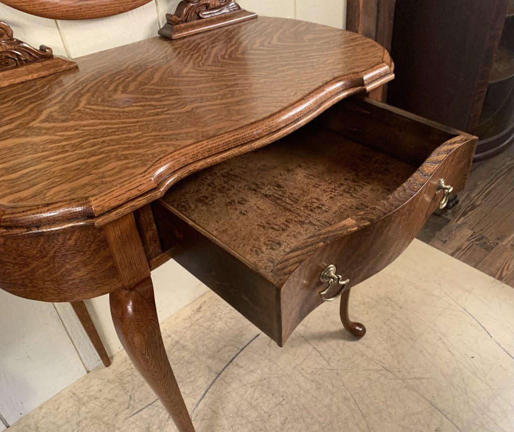Unusual Small Oak Vanity with bombay sides - Doug Schmitt Antiques